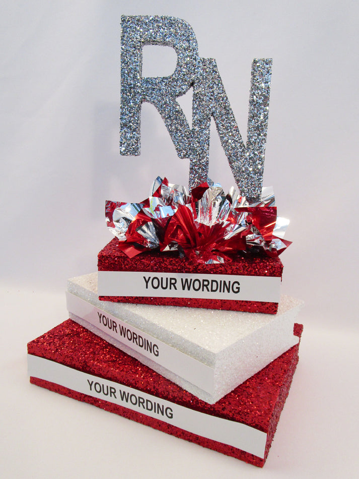 Nurse RN on Stack of Books centerpiece – Designs by Ginny