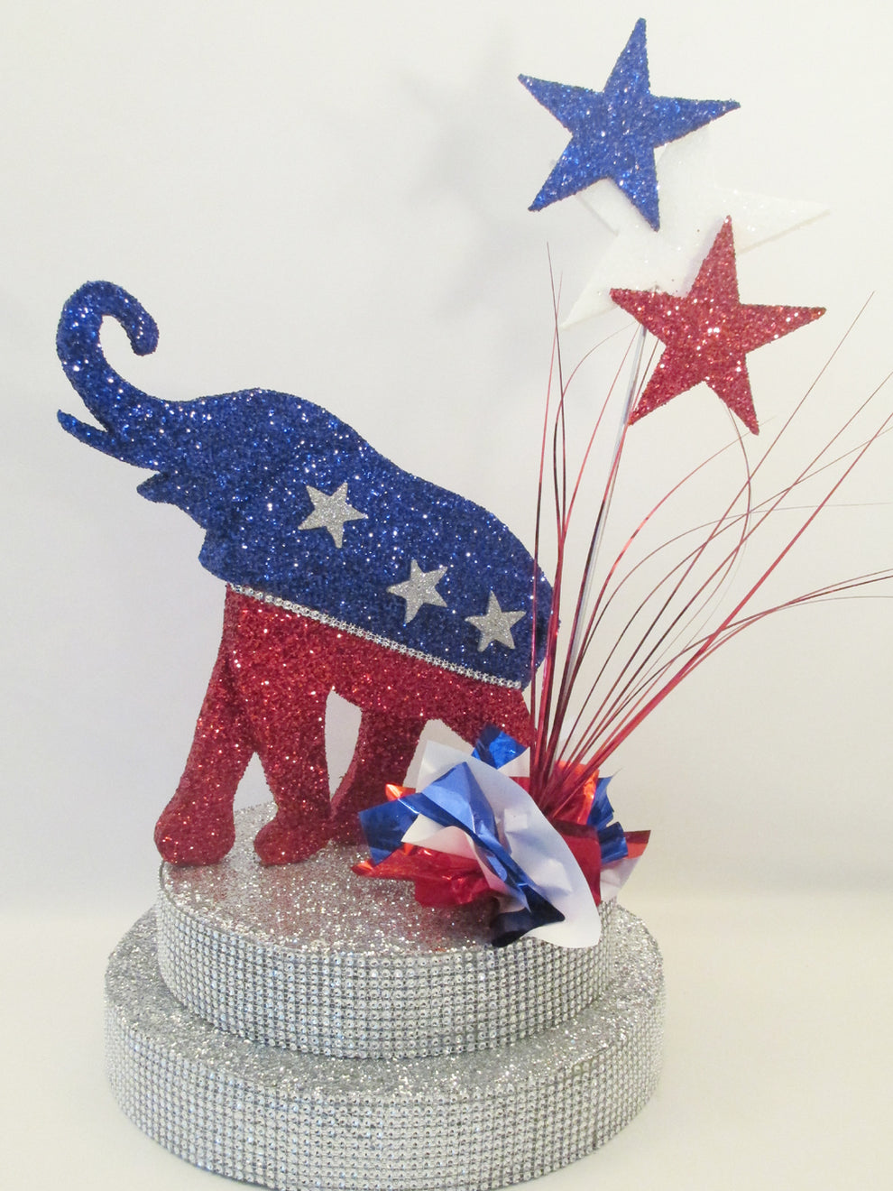 GOP Elephant on Silver Rhinestone base – Designs by Ginny