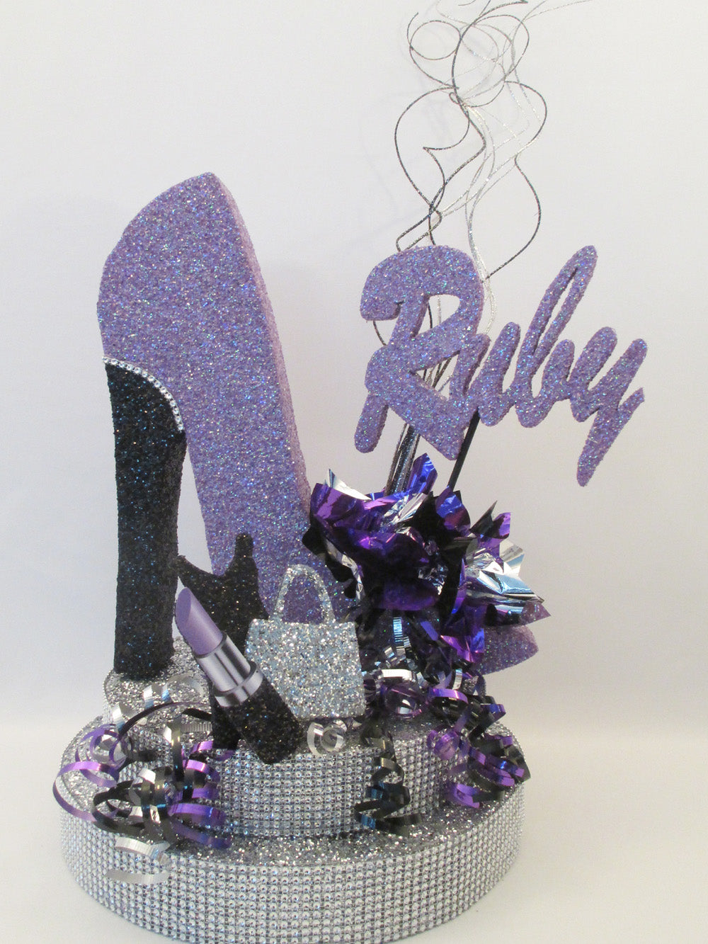 High Heel Shoe with Rhinestone Base, Lipstick, Dress and Purse Cutout ...