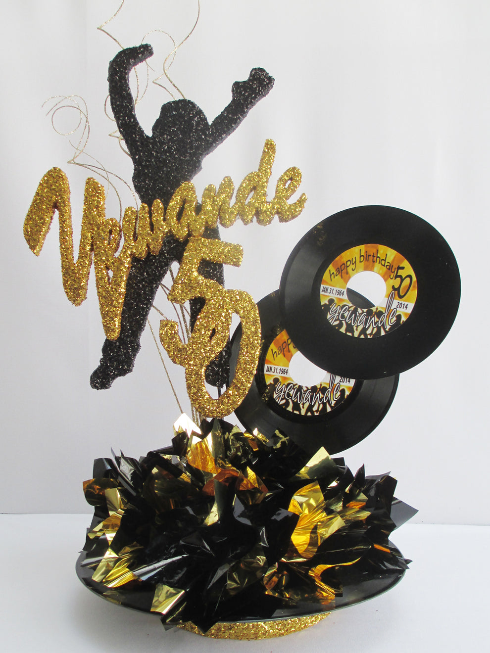 Female dancer with records centerpiece – Designs by Ginny