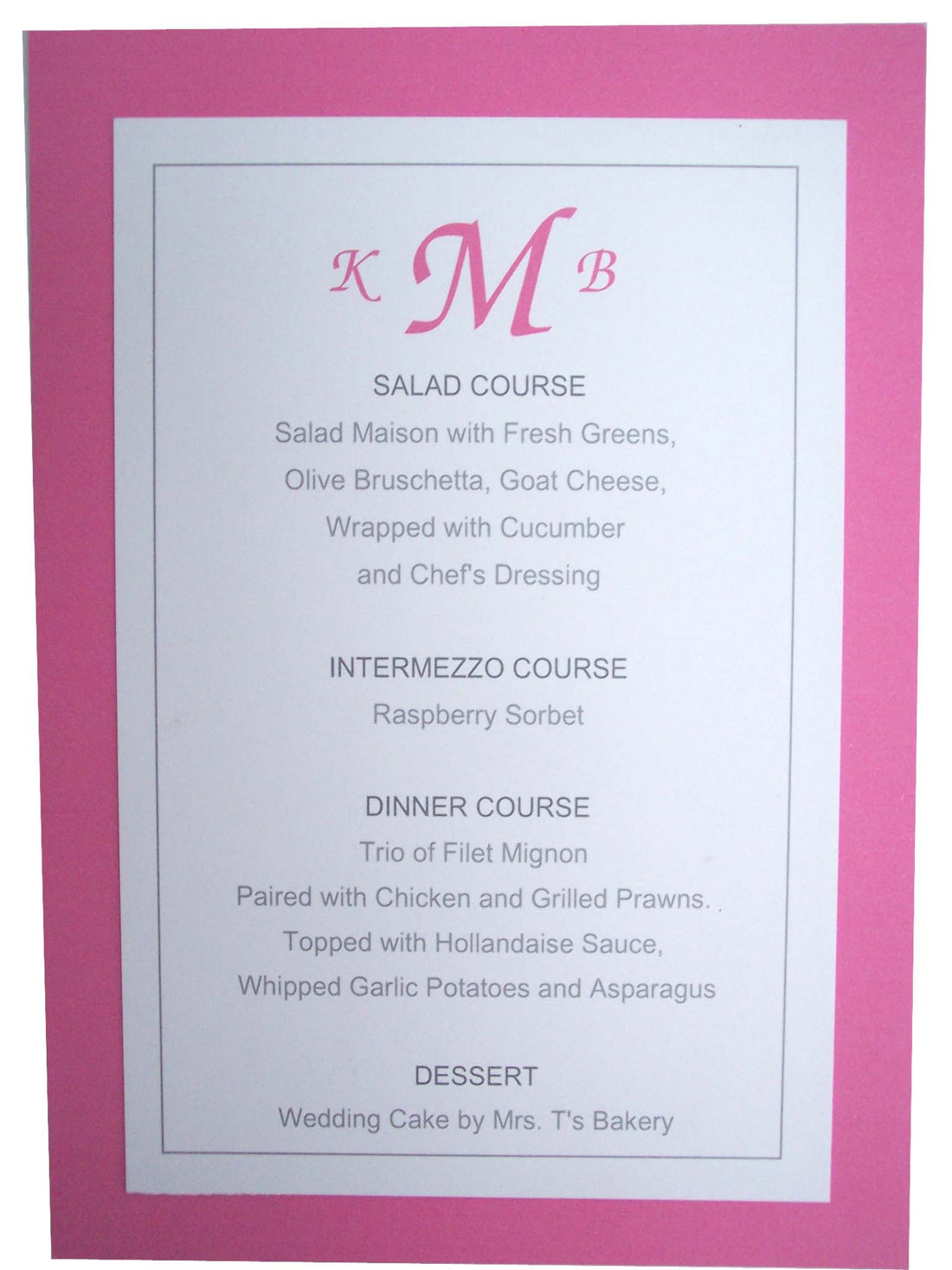 Double Layered Menu Card Sample – Designs by Ginny